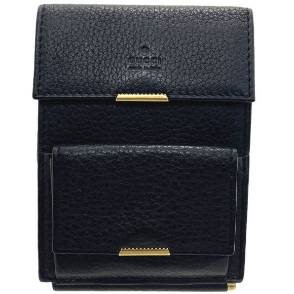 Gucci | Bags | Gucci Logo Money Clip Leather Black Wallet | Poshmark